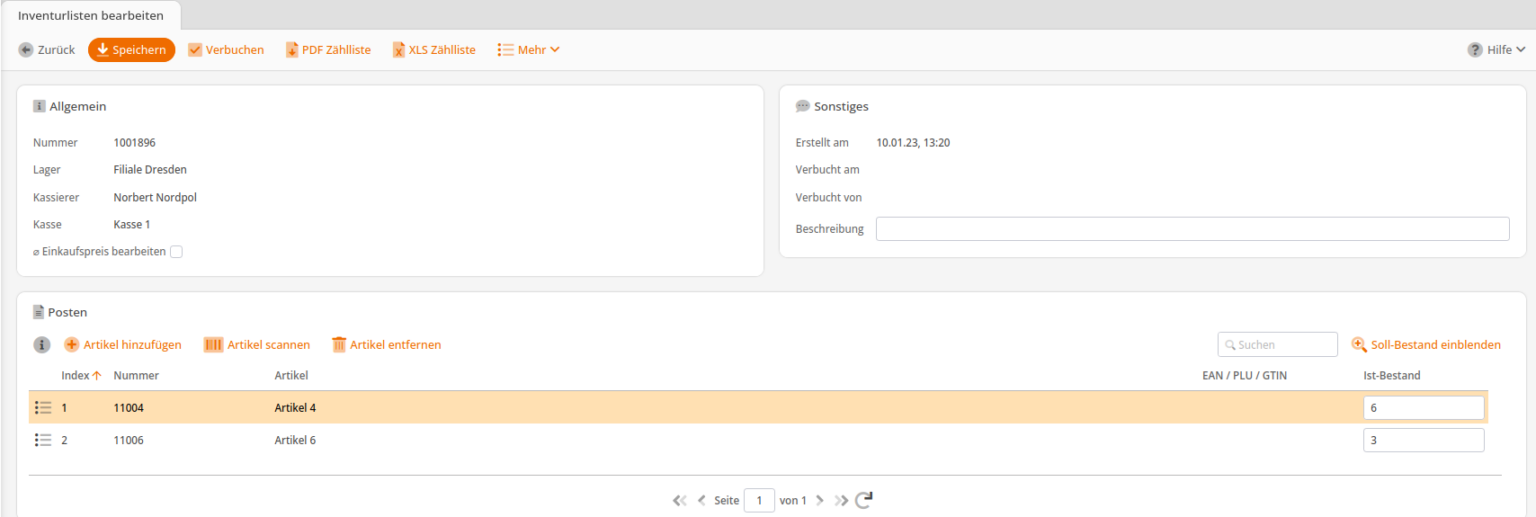 Inventuren durchführen » Handbuch | KORONA.pos