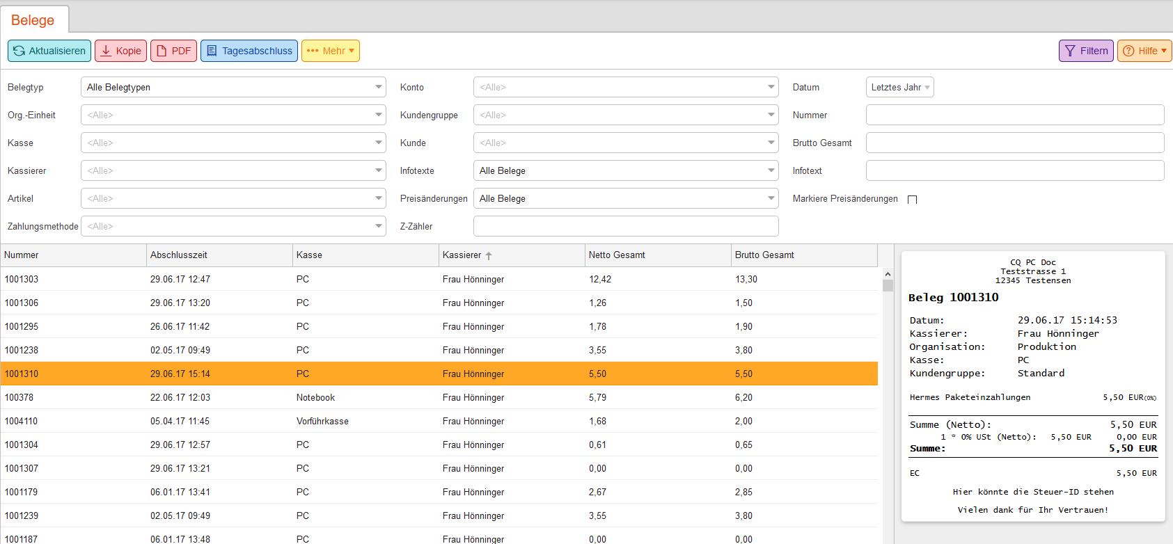 Belege » Handbuch | KORONA.pos