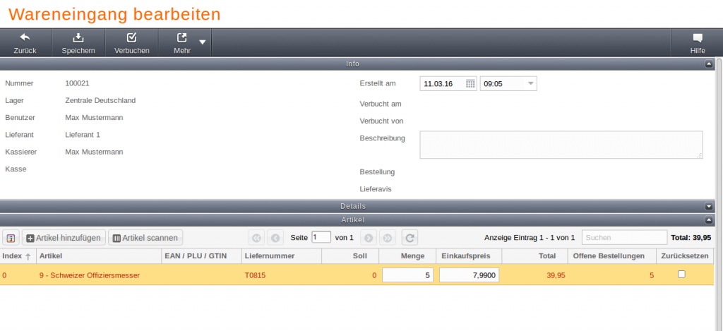 Wareneingänge erstellen » Handbuch | KORONA.pos