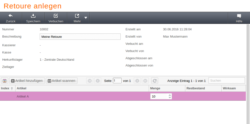 Retouren (Warenwirtschaft) » Handbuch | KORONA.pos